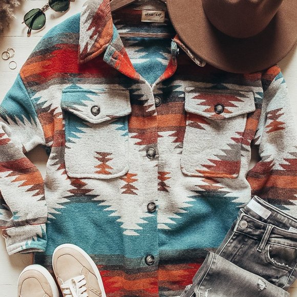 Shop Fig | Jackets & Coats | New Tribal Flannel Aztec Jacket Coat ...